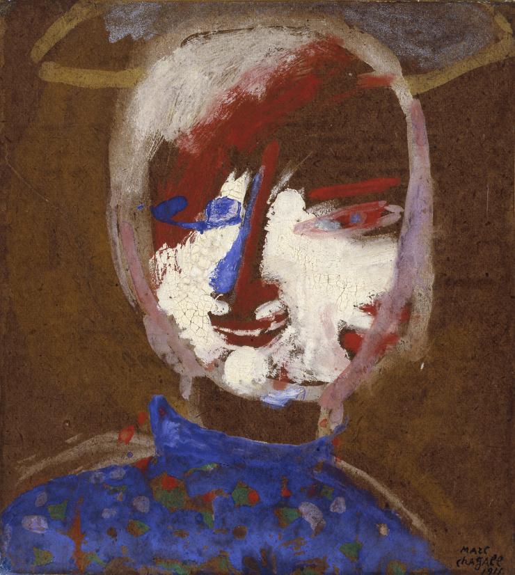Autoportrait ou Tête au nimbe, Œuvre sur papier de Marc Chagall (1911)