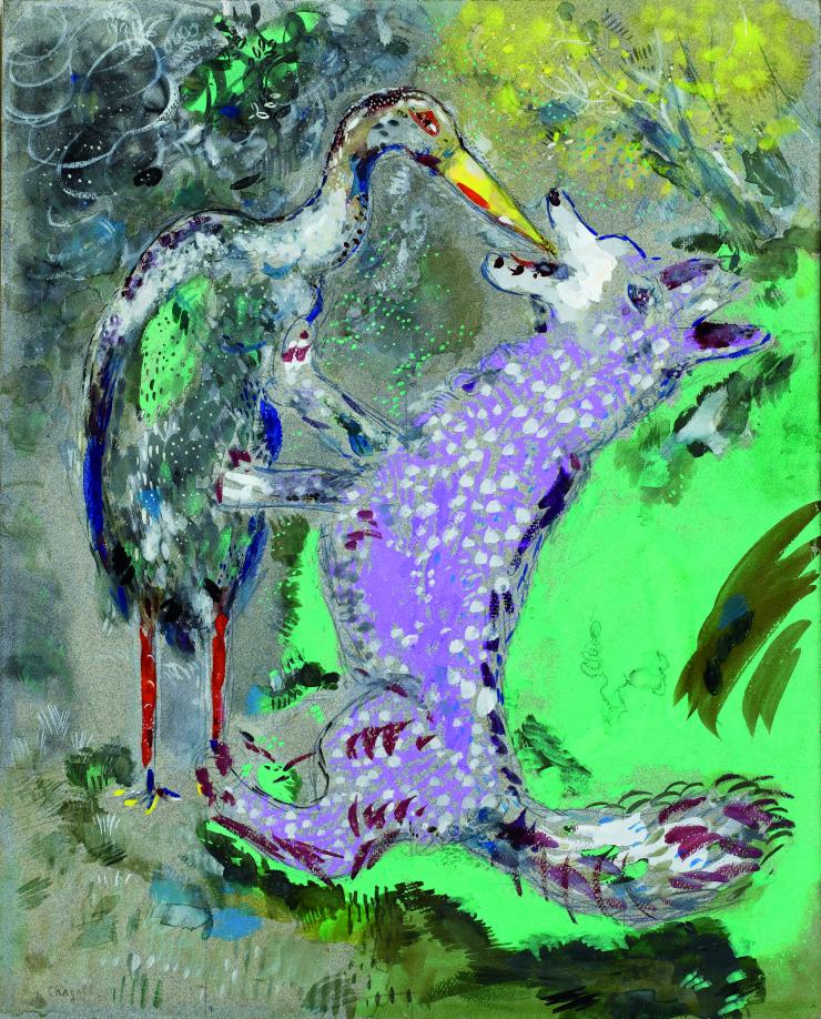 La Fontaine s Fables: The Wolf and the Stork (1927) | Marc Chagall