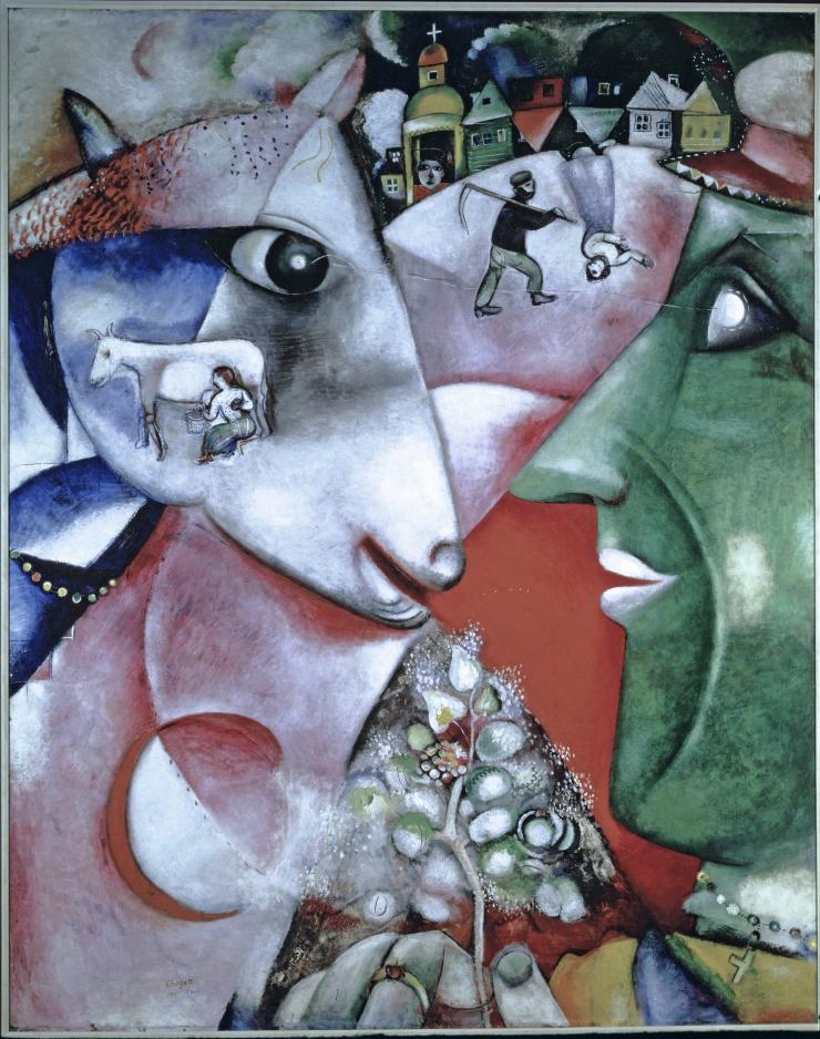I and the Village, Works on canvas by Marc Chagall (1911)
