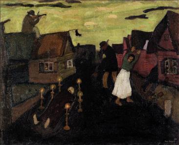 Solitude or The White Cow, Oeuvres sur toile by Marc Chagall (1933)