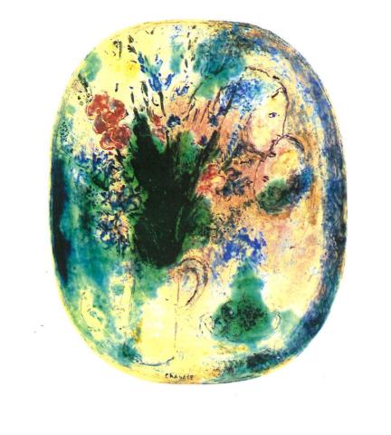 Lovers with Blue Pitcher, Ceramic by Marc Chagall (circa 1951)