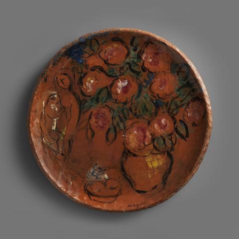 Ochre Bouquet, Ceramic by Marc Chagall (1955)