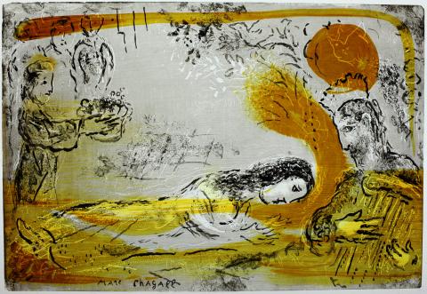 David and Bathsheba, Stained glass by Marc Chagall (circa 1966)