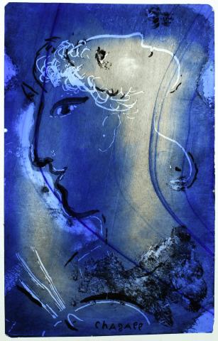 Double Profile, Stained glass by Marc Chagall (circa 1964)