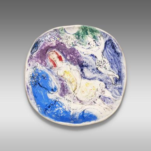 Circus Rider, Horse and Clown, Ceramic by Marc Chagall (1961)