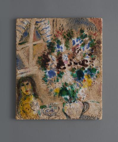 Flowers or Woman With Bouquet, Ceramic by Marc Chagall (1952)