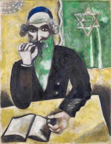 The Pinch of Snuff (Rabbi), Works on canvas by Marc Chagall (1923 - 1926)