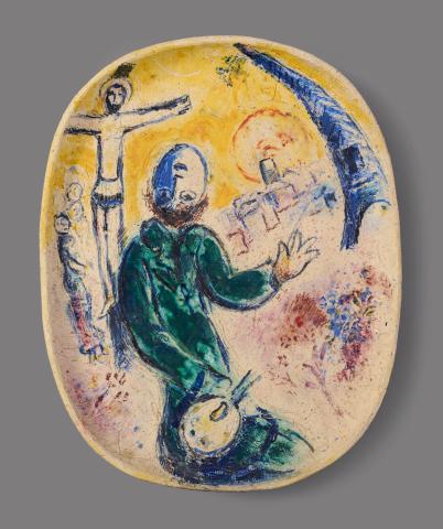 The Painter and the Crucifixion, Ceramic by Marc Chagall (1962)