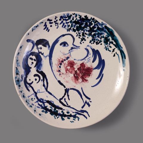 Ida Chagall’s wedding service: plate: People and Bird, Ceramic by Marc ...