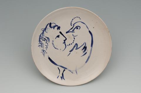Ida Chagall’s wedding service: large plate 12: Profile-Rooster, Ceramic ...