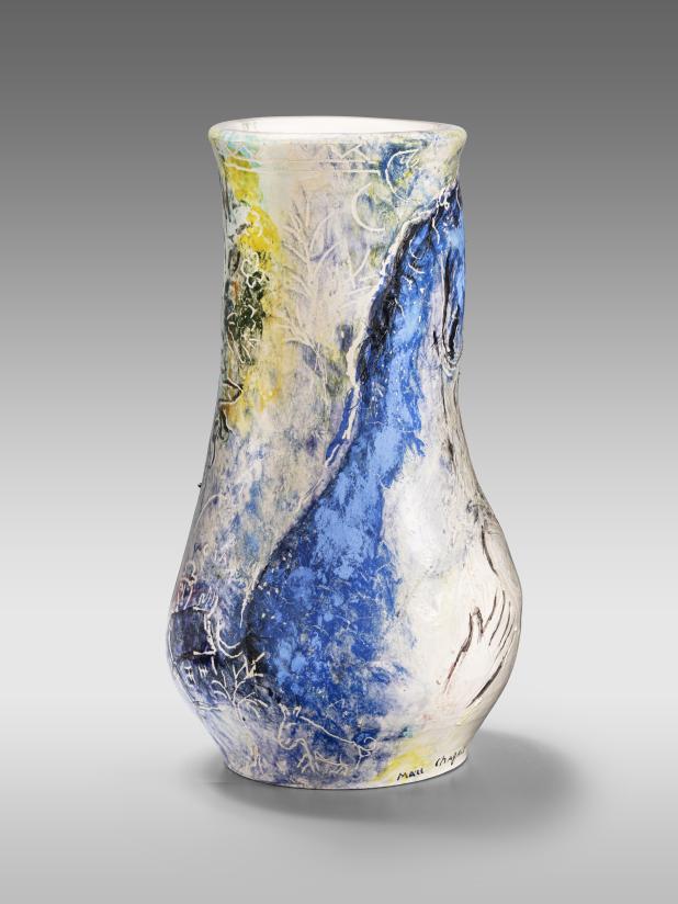 Woman with a Blue Donkey, Ceramic by Marc Chagall (1962)